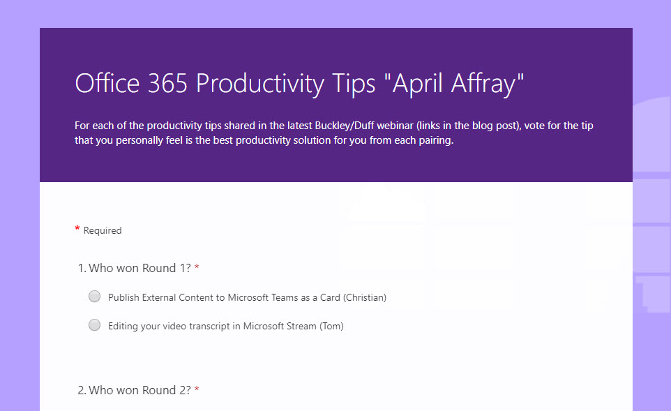 Vote for the April Productivity Tips – buckleyPLANET