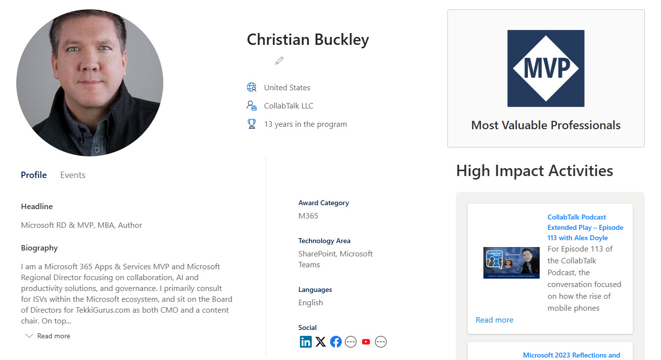 Renewed as a Microsoft MVP – buckleyPLANET